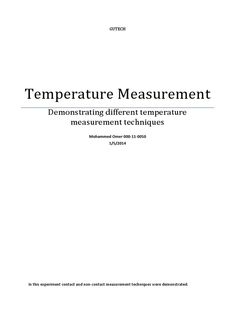 Lab Report - Temperature Experiments - M | PDF | Thermocouple | Radiation