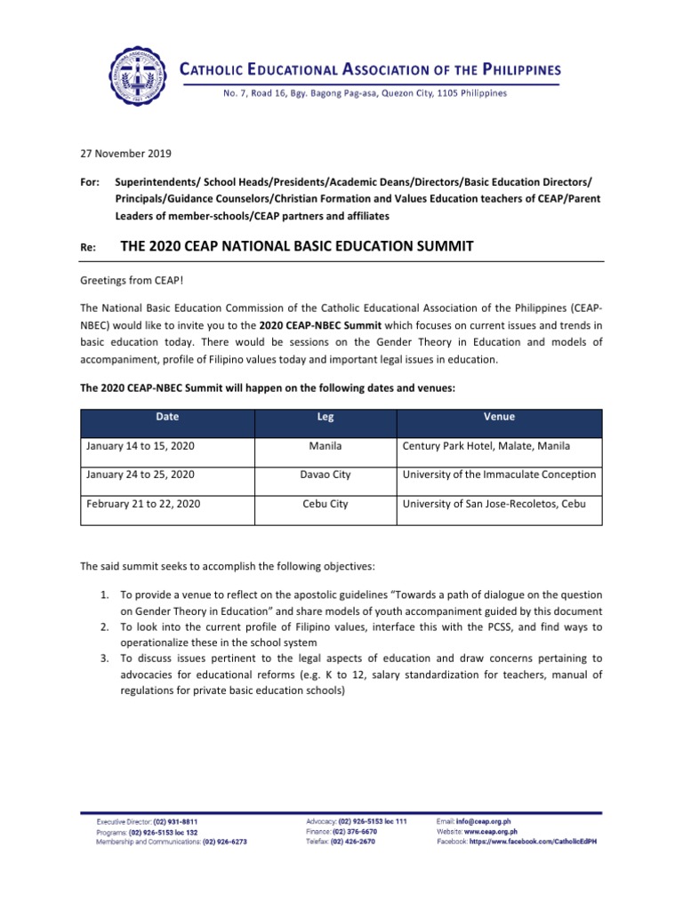 Invitation For The CEAP NBEC Summit 2020 | PDF | Business