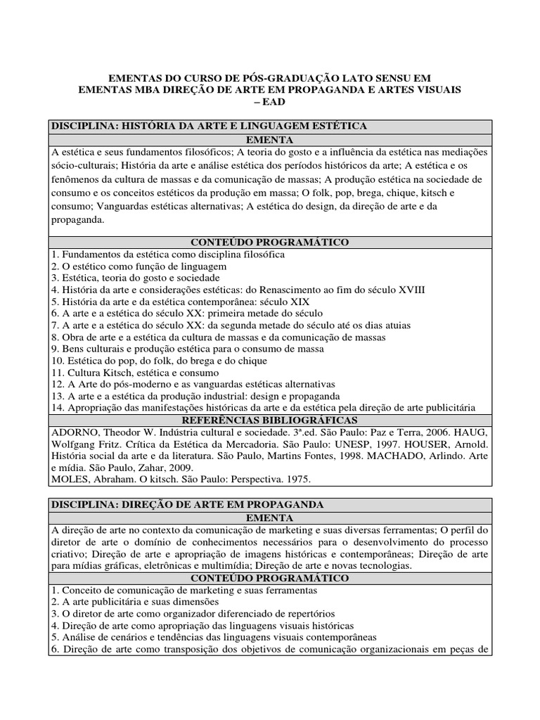 EMENTA_MBA_DIRECAO_DE_ARTE_EM_PROPAGANDA_E_ARTES_VISUAIS_EAD.pdf ... EMENTA_MBA_DIRECAO_DE_ARTE_EM_PROPAGANDA_E_ARTES_VISUAIS_EAD.pdf ...