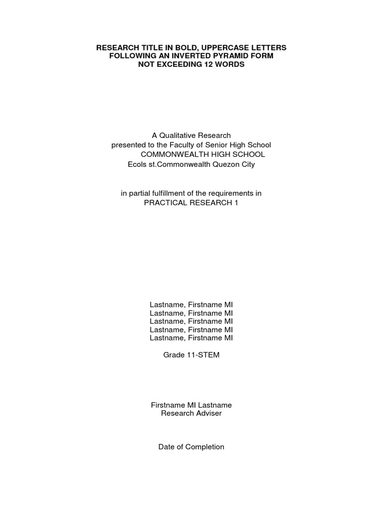 Practical Research 1 Paper Format | PDF | Research Design | Data Analysis