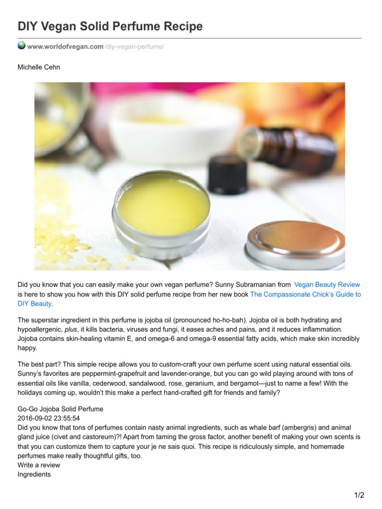 DIY Vegan Solid Perfume Recipe | PDF | Perfume | Nature