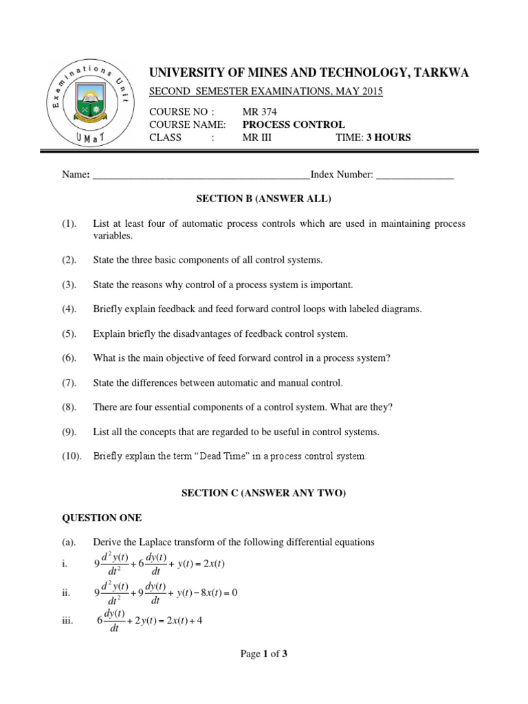 Process Control Questions | PDF | Process Control | Fluid Dynamics