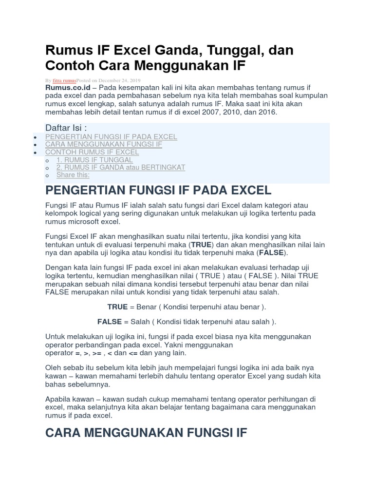 Rumus IF Excel Ganda | PDF