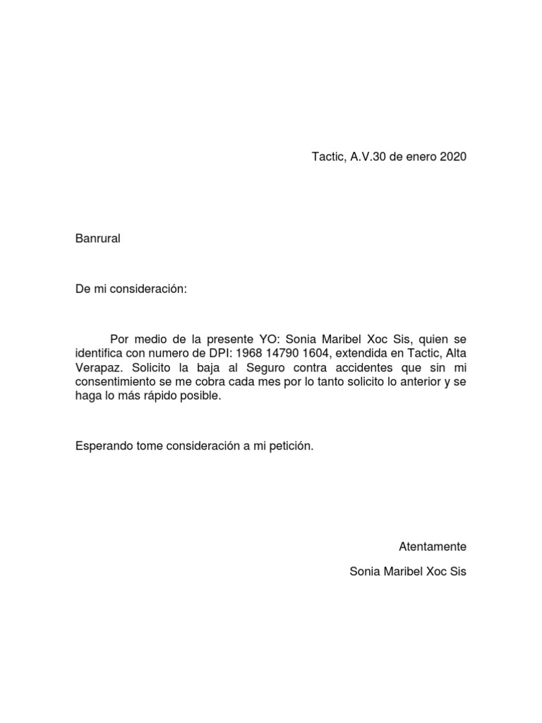 Solicitud de Cancelacion Banrural | PDF