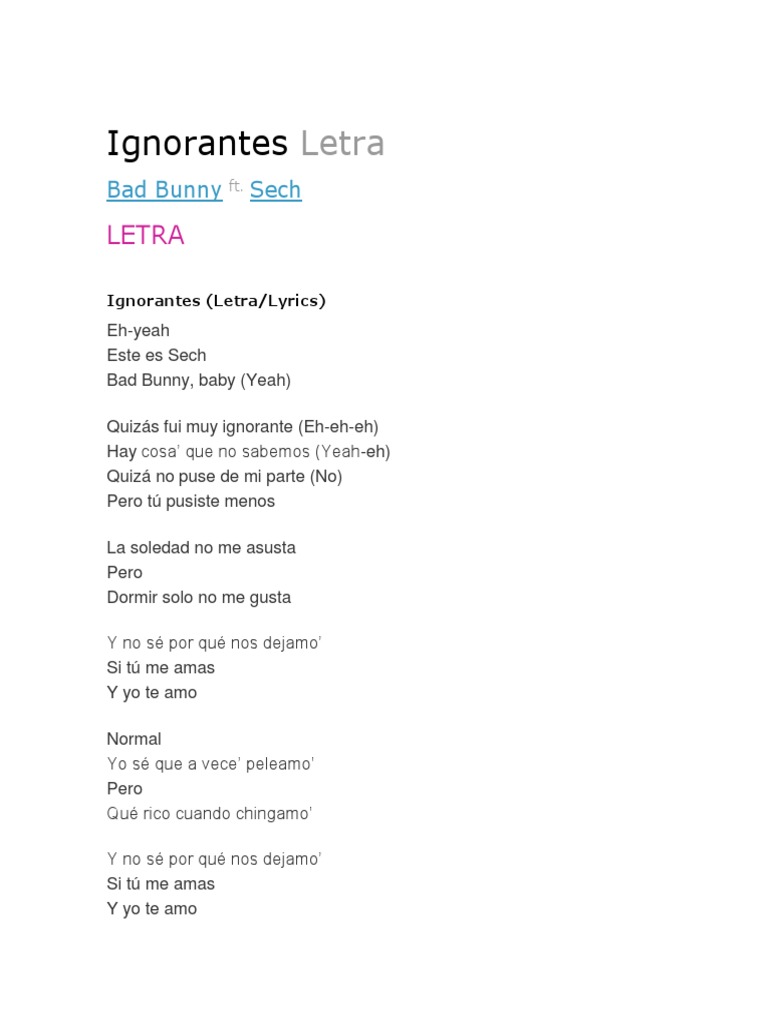 Letra Ignorantes | PDF