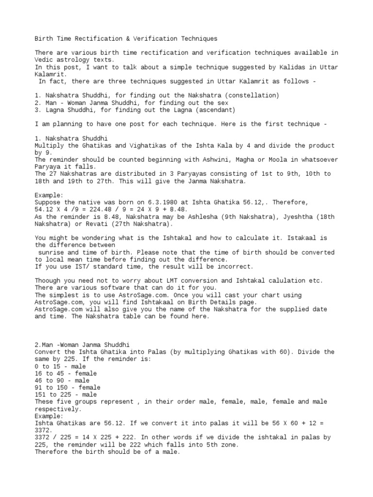 Birth Rectification Technique | PDF | Esoteric Cosmology | Technical Factors Of Astrology