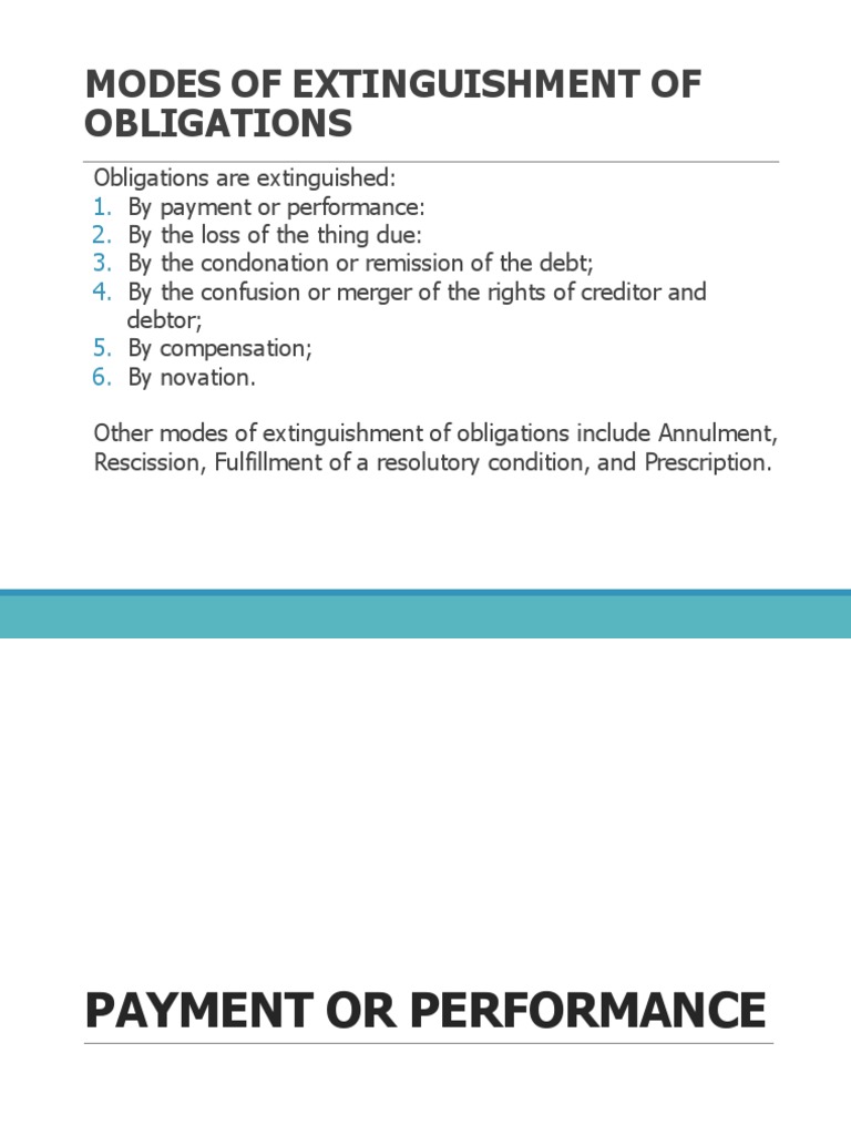 Obligations - Modes of Extinguishment | Download Free PDF | Assignment ...