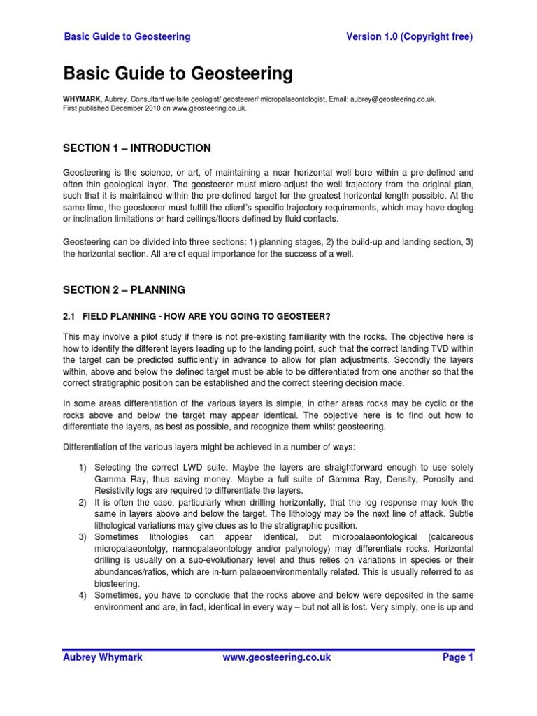 Basic Guide To Geosteering by Aubrey Whymark of WWW - Geosteering.co ...