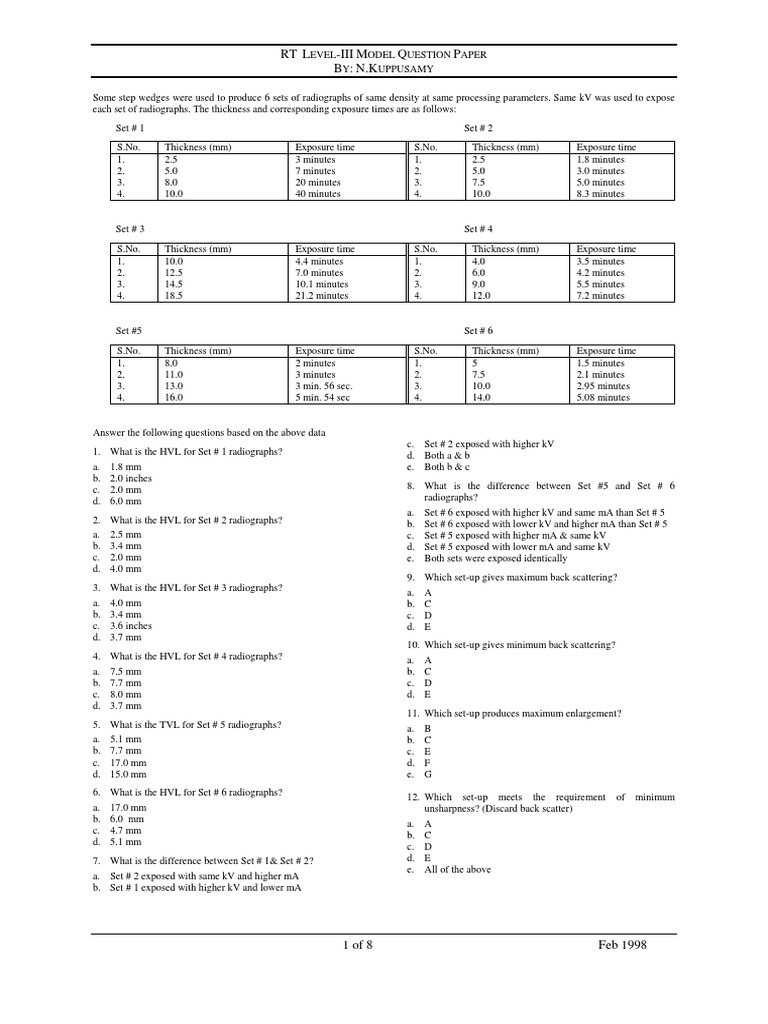 RT-L3 Q&a | PDF | Radiation | Radiography