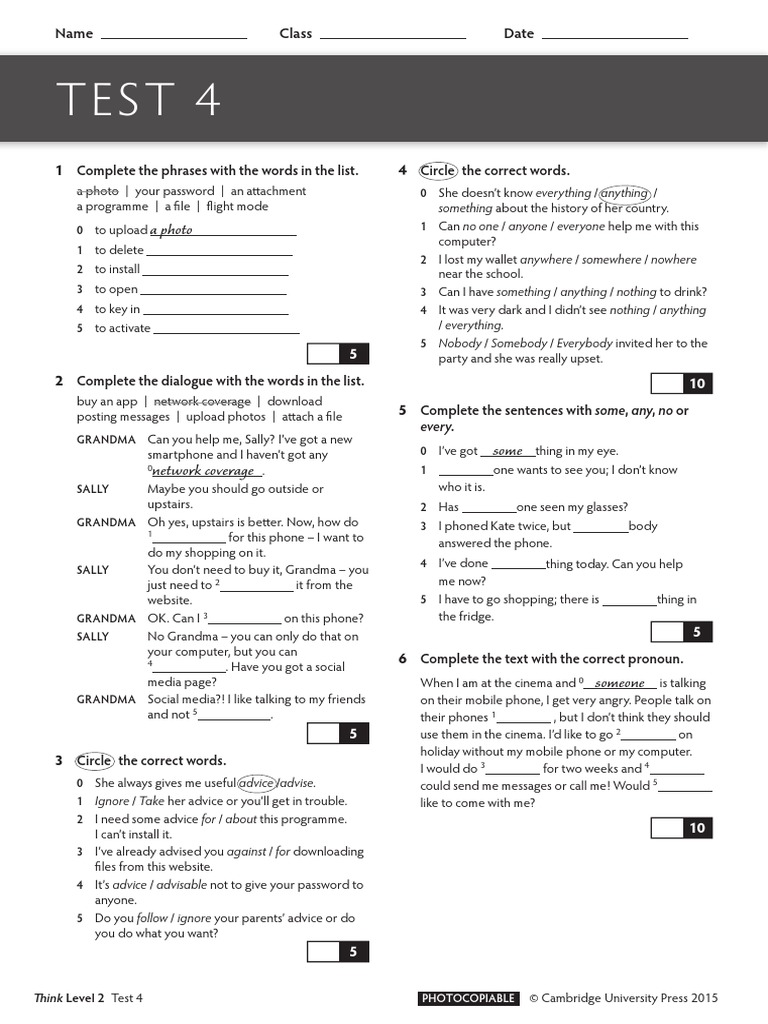 Think 2 Test-4 | PDF | Computing And Information Technology