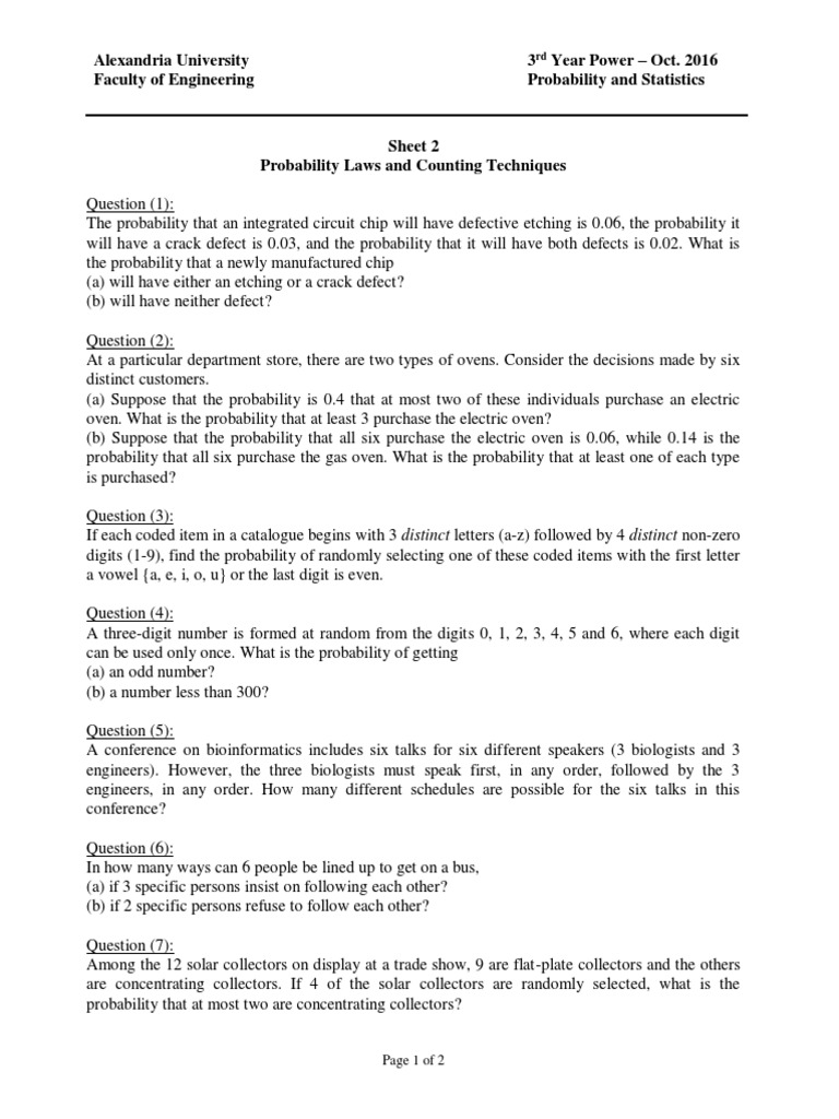 Sheet 2 Prob Power | PDF | Probability | Integrated Circuit