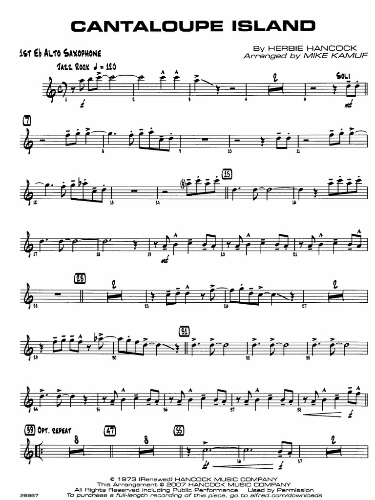 Cantaloupe Island - Alto Sax 1 | PDF