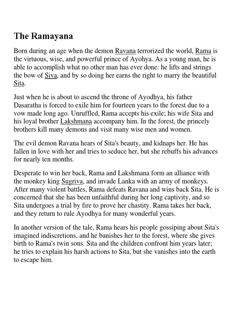 Ramayana (Summary) | PDF