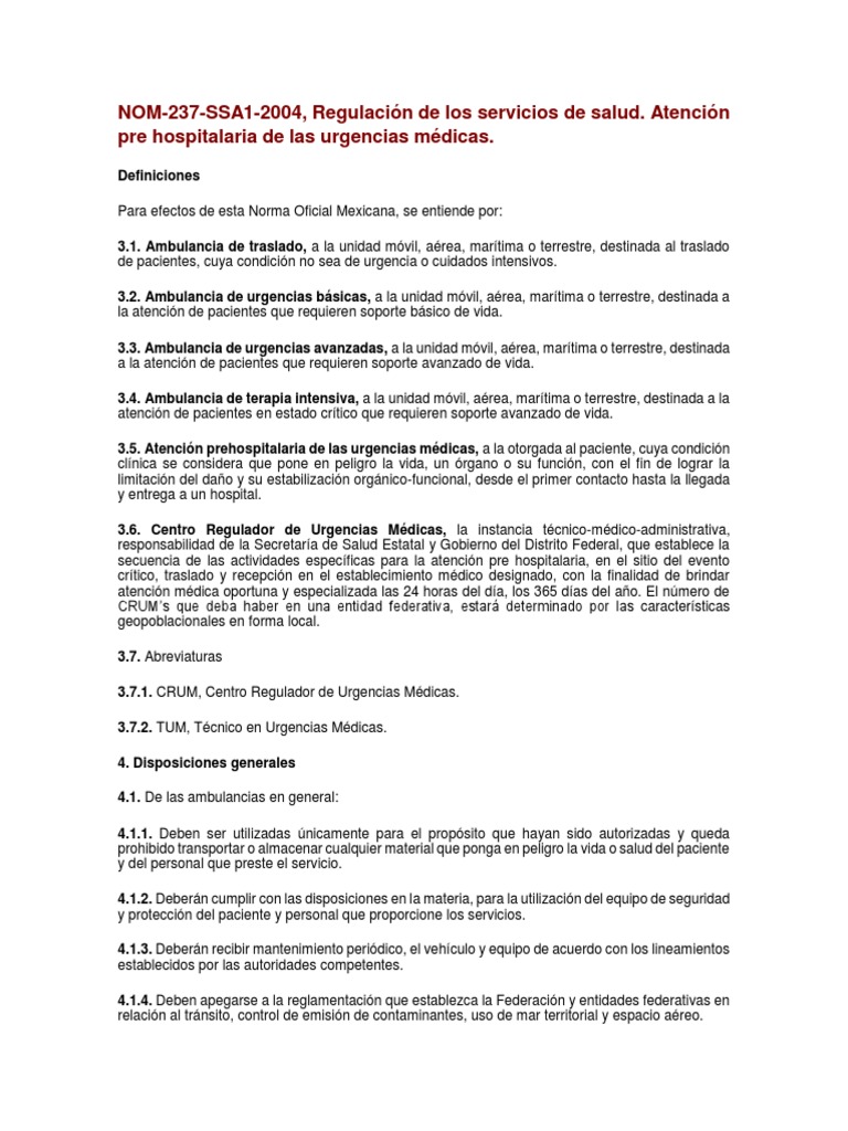 Nom 037 | PDF | Ambulancia | Hospital