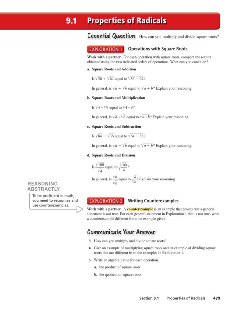 Properties of Radical | PDF | Square Root | Fraction (Mathematics)