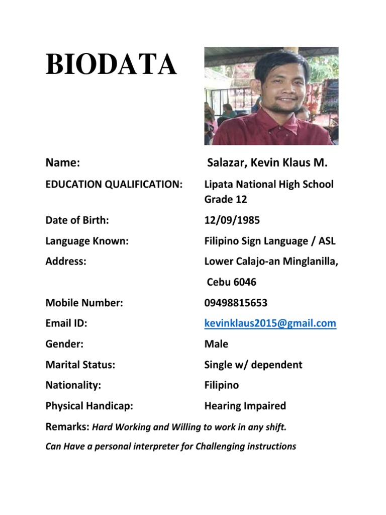 BIODATA Ks | PDF