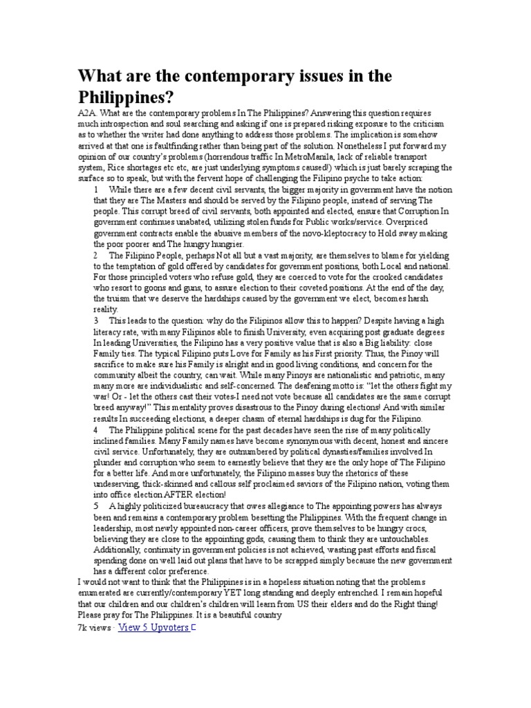What Are The Contemporary Issues in The Philippine | PDF