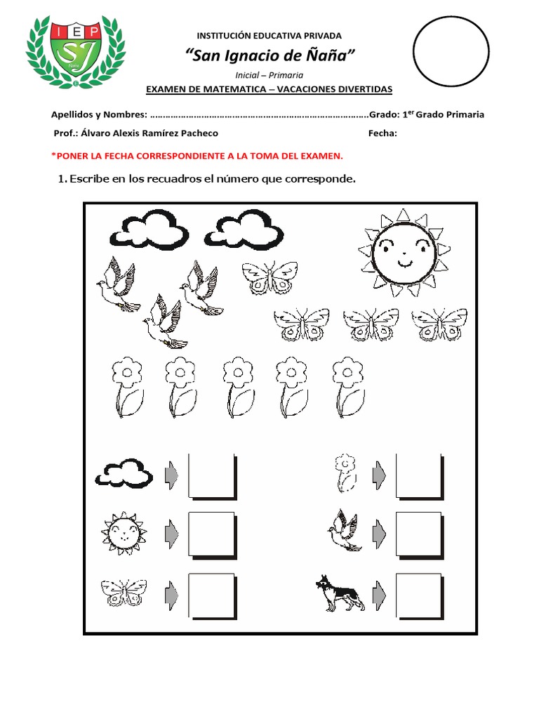 Examen Matematica 1er Grado | PDF