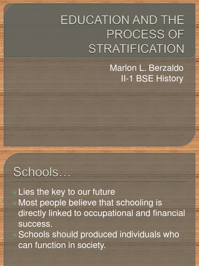 Education Process of Stratification | PDF | Social Stratification ...
