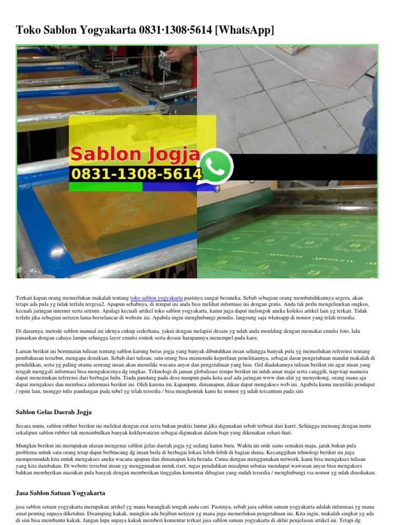 Toko Sablon Yogyakarta 083I I308 56I4 (WhatsApp) | PDF