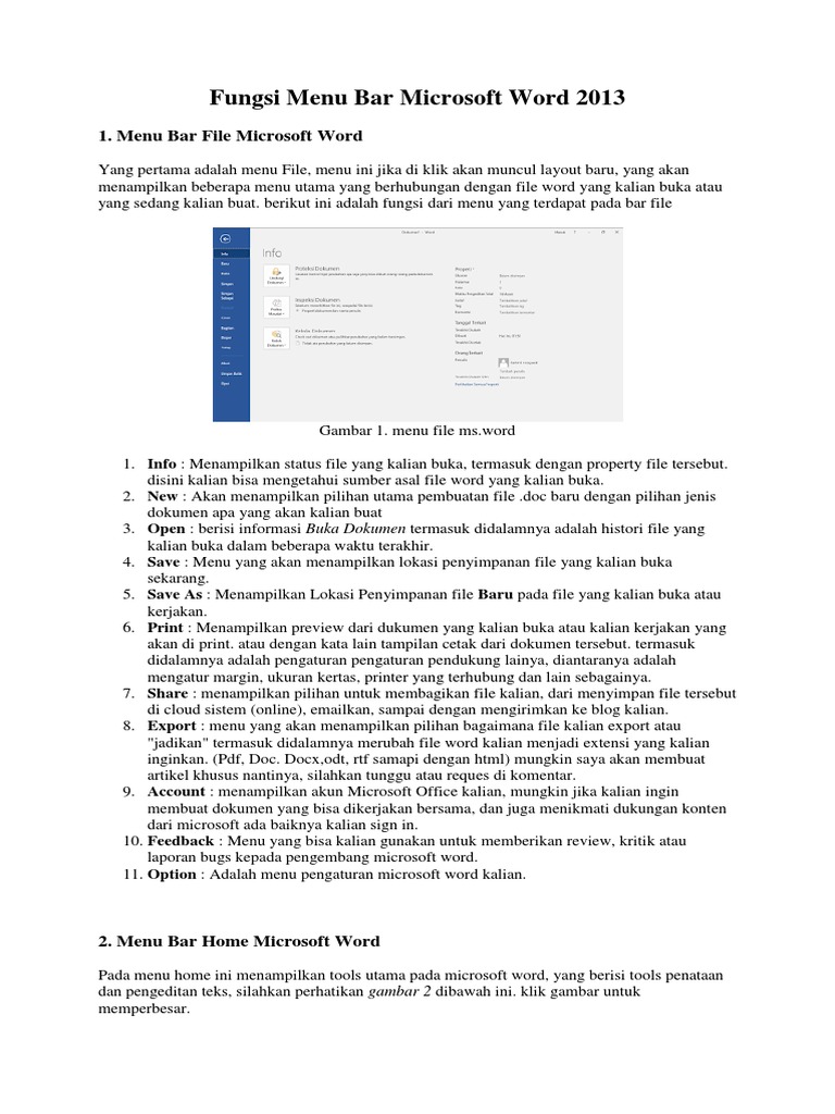 Fungsi Menu Bar Microsoft Word 2016 | PDF
