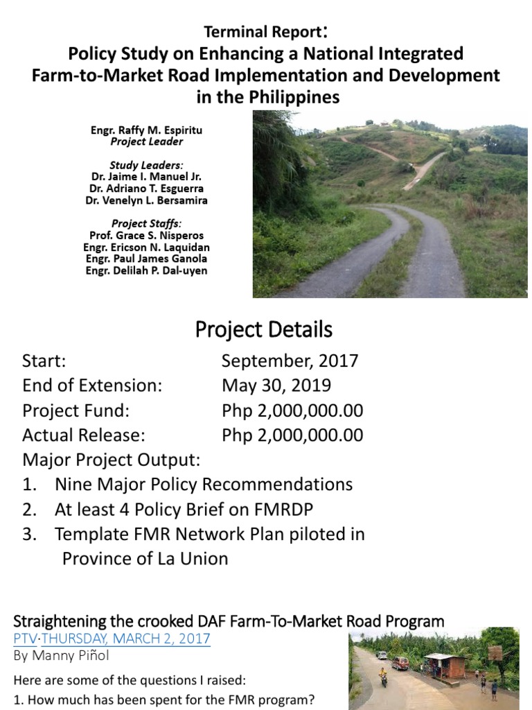 Enhancing Farm-to-Market Roads in the Philippines | PDF | Road | Transport