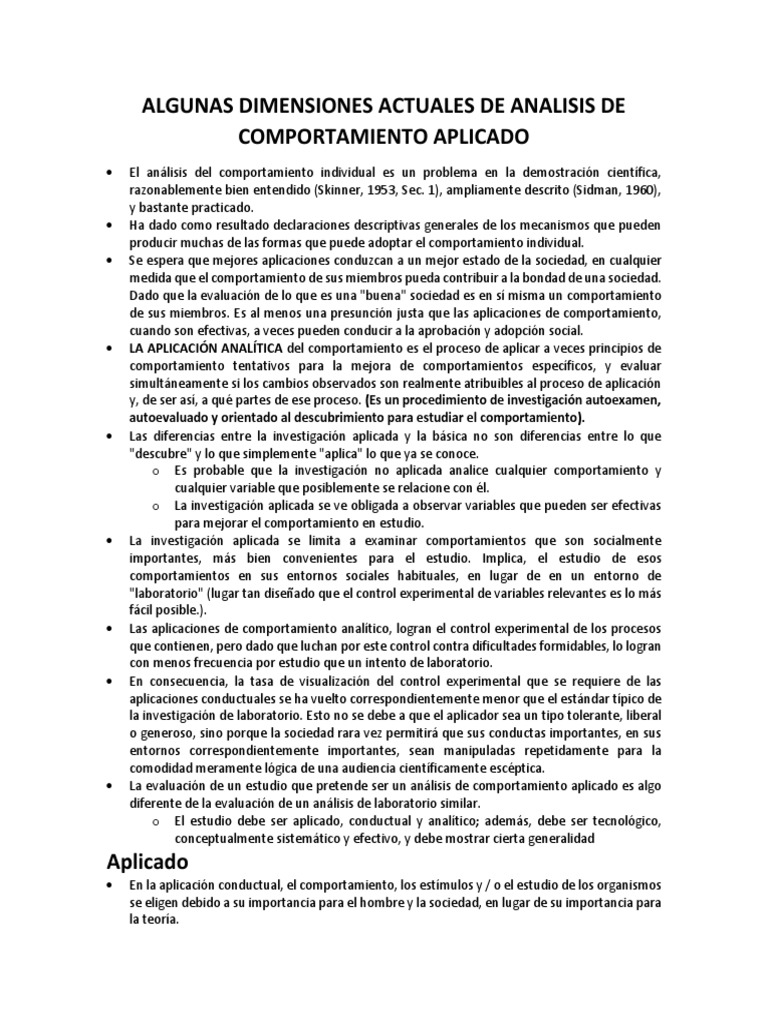 Resumen Baer D M Wolf M M Risley T R 1968 Some Current