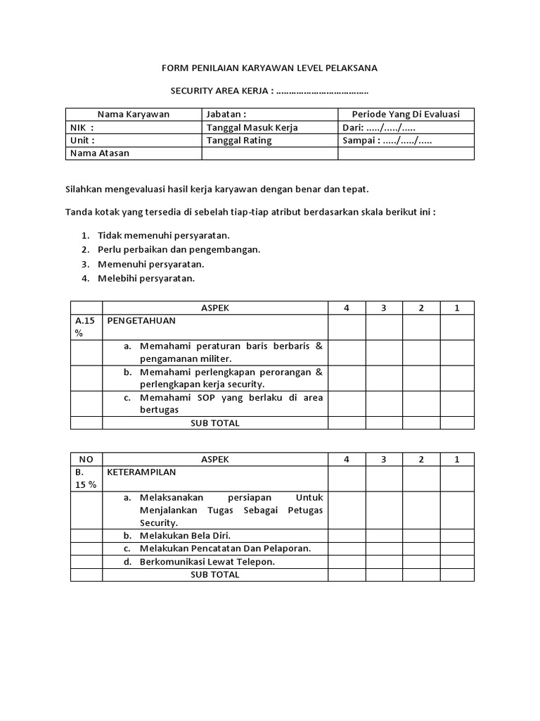 Form Penilaian Security | PDF