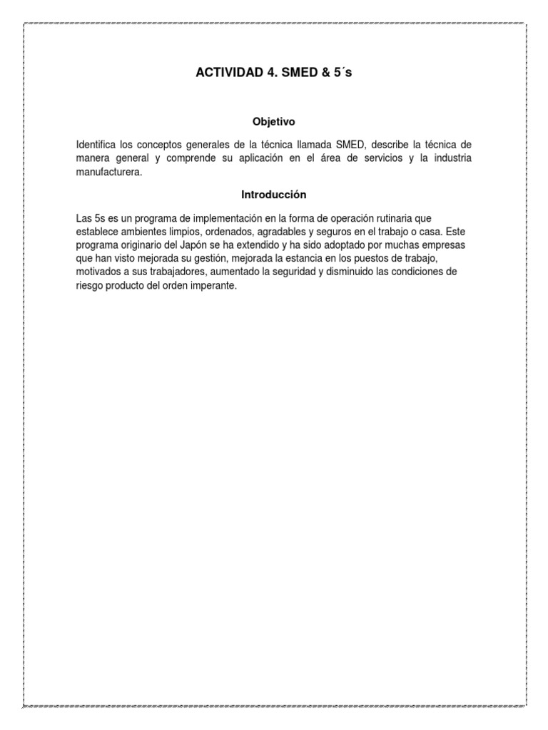 SMED y 5S: Mejora en Procesos Industriales | PDF | Science | Ciencia y ...