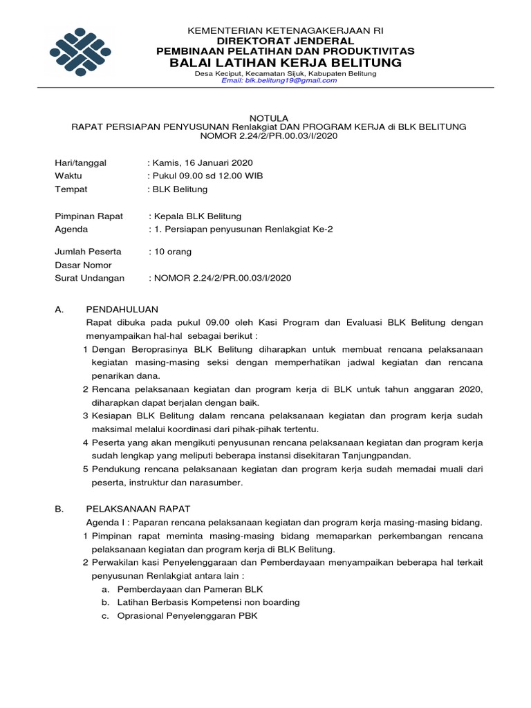 Notula Rapat | PDF