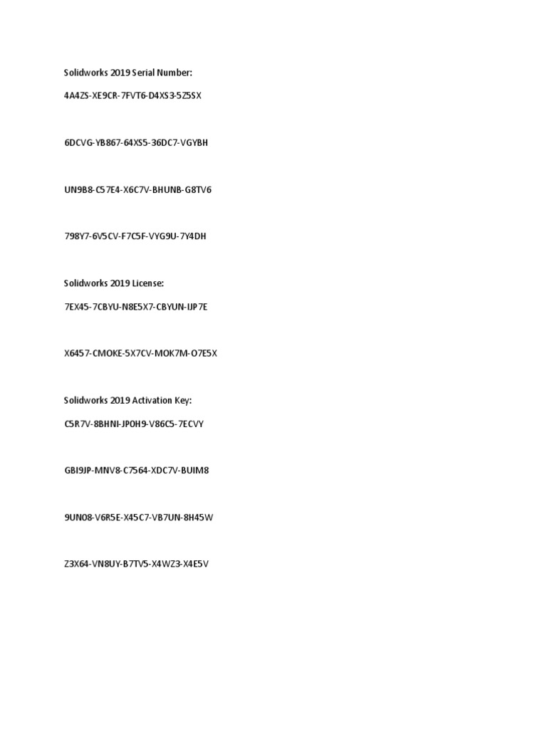 Solidworks 2019 Serial Number | PDF