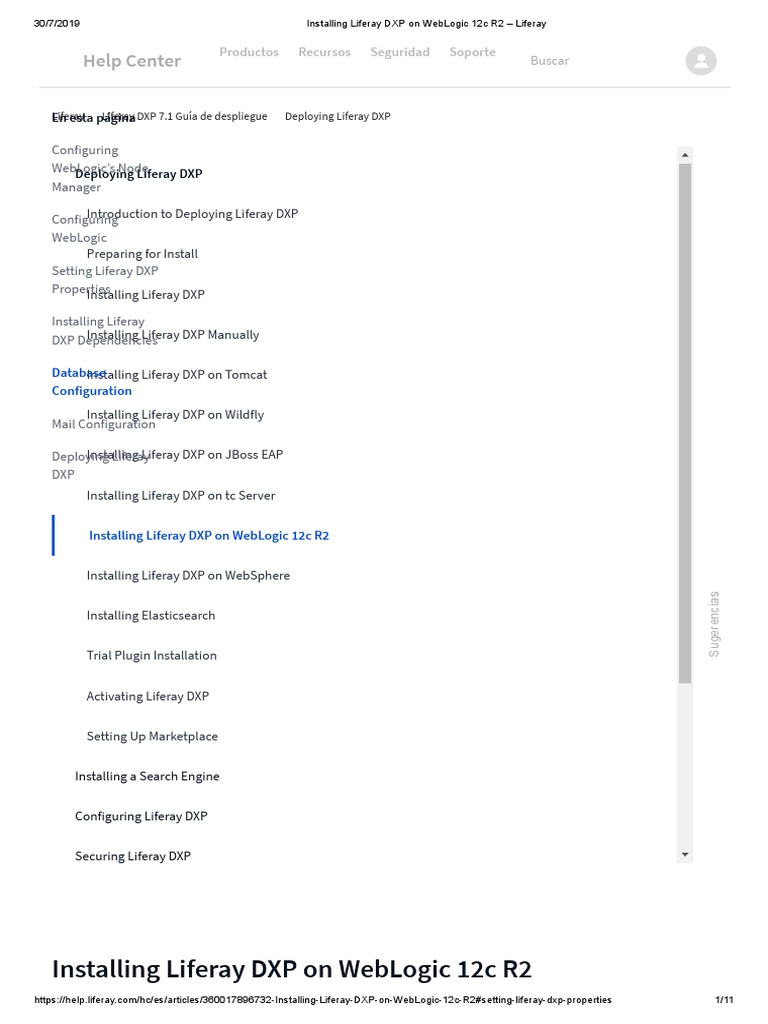 Installing Liferay DXP On WebLogic 12c R2 - Liferay | PDF | Databases | Computer File