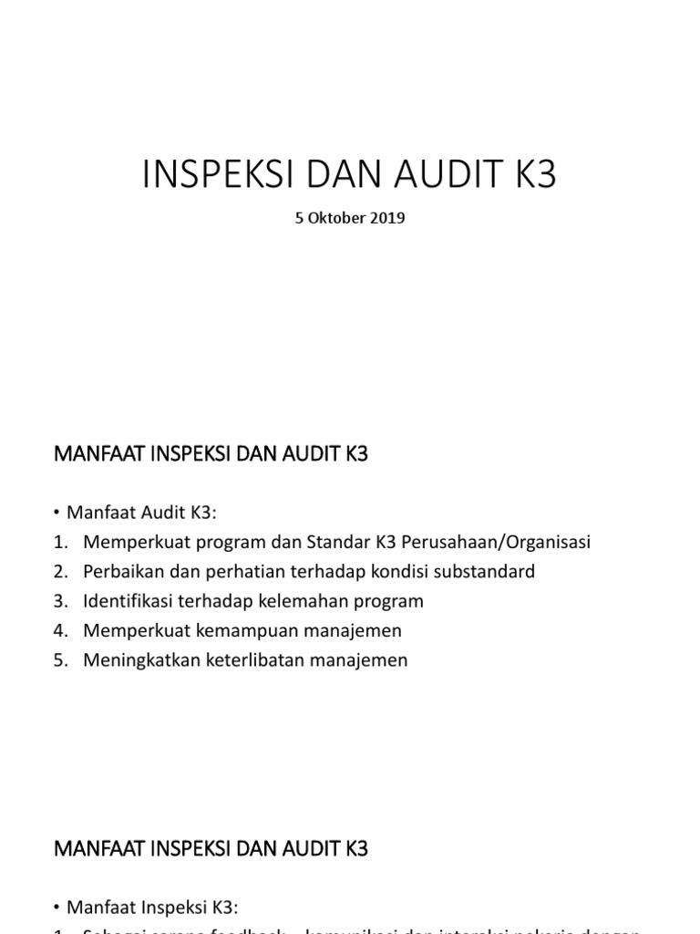 Inspeksi Dan Audit K3 | PDF