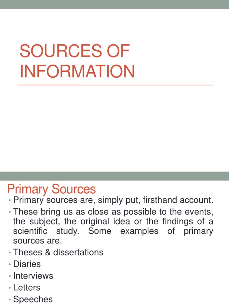 Types and Examples of Information Sources | PDF | Primary Sources ...