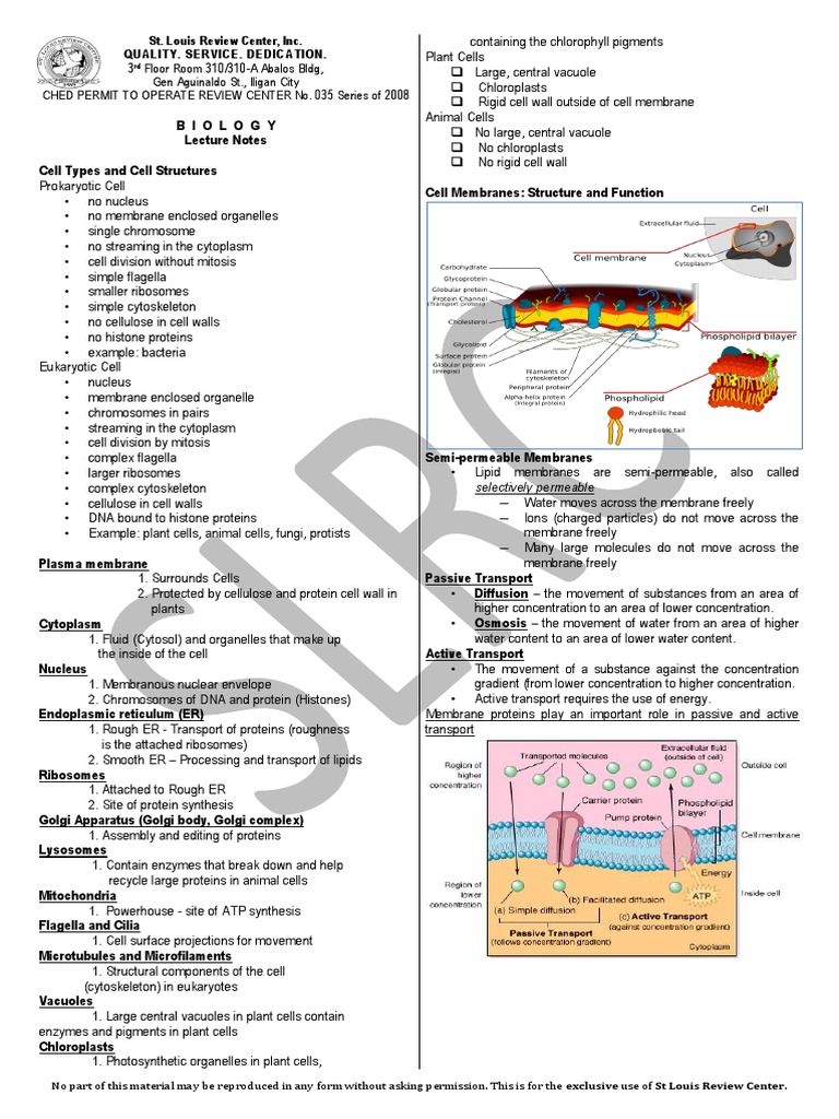 NMAT Biology Lecture Notes | PDF | Cellular Respiration | Cell (Biology)