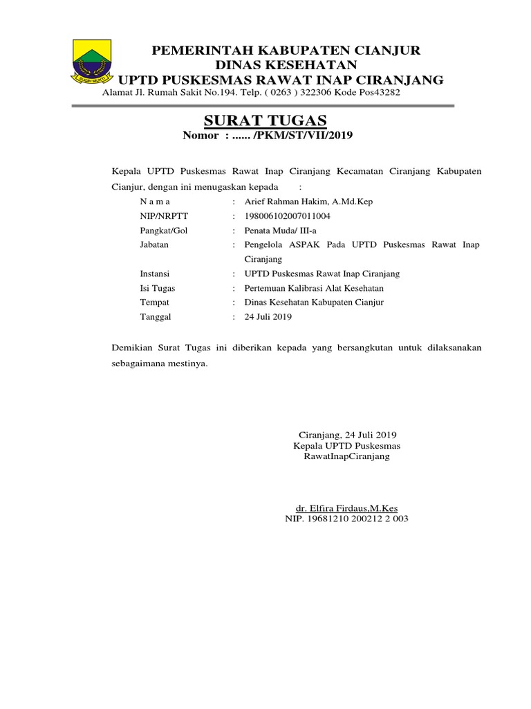 Surat Tugas UPTD | PDF