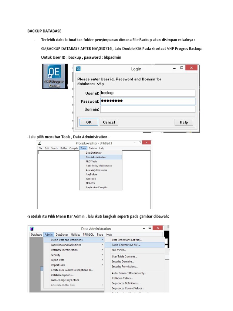 Procedure Backup Database VHP | PDF