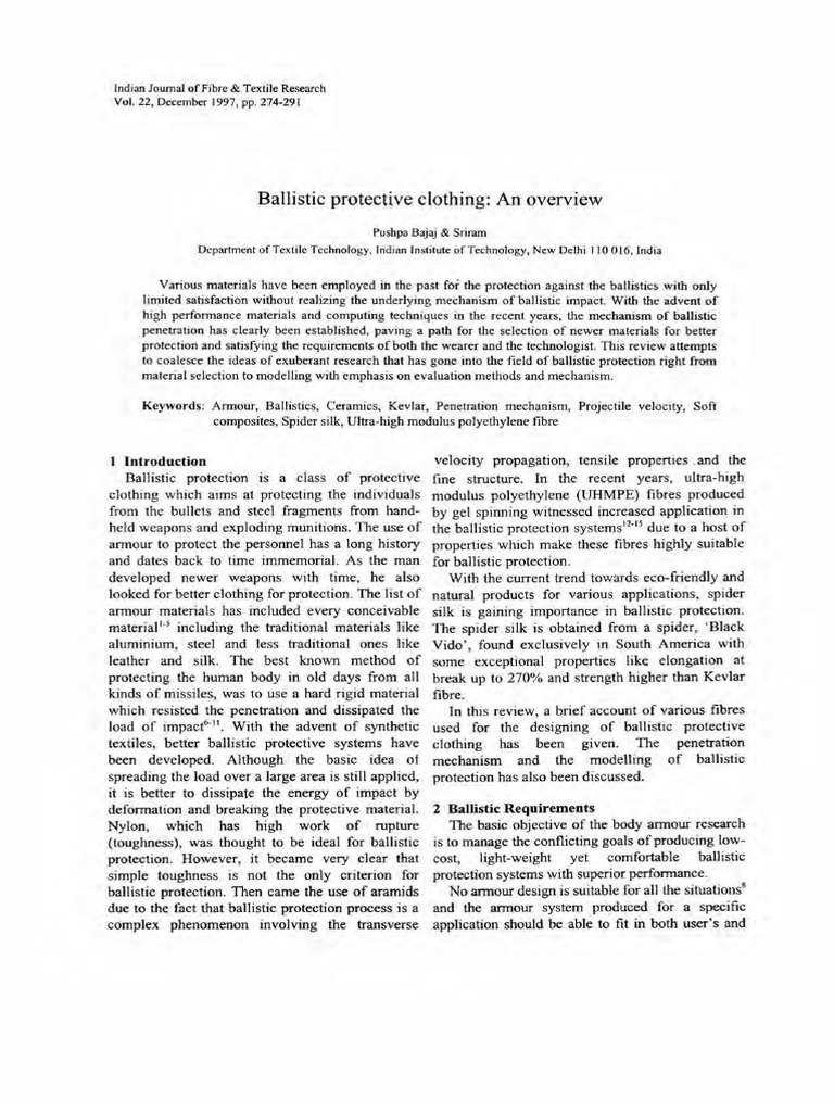 Ballistic Protective Clothing An Overview PDF | PDF | Textiles ...
