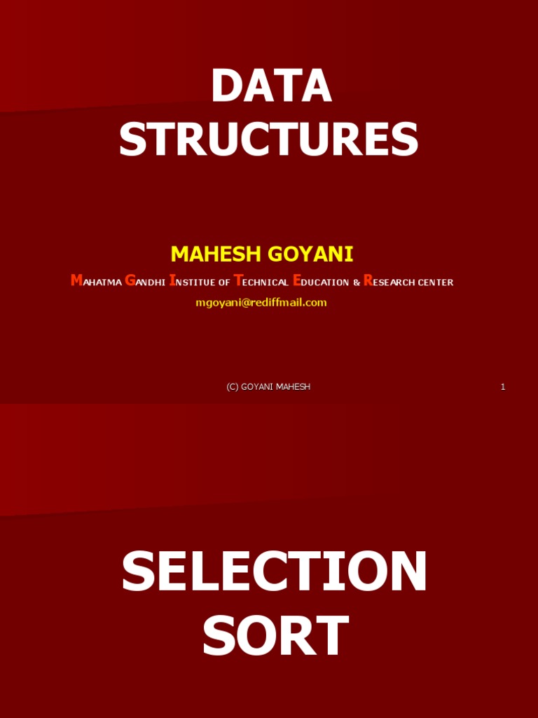 Selection Sort | Download Free PDF | Software Engineering | Computer Programming