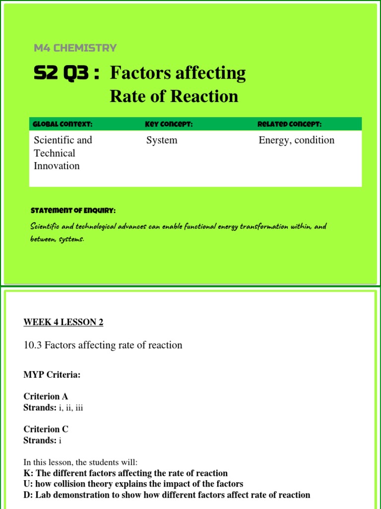 Factors Affecting Rate of Reaction | PDF | Catalysis | Reaction Rate