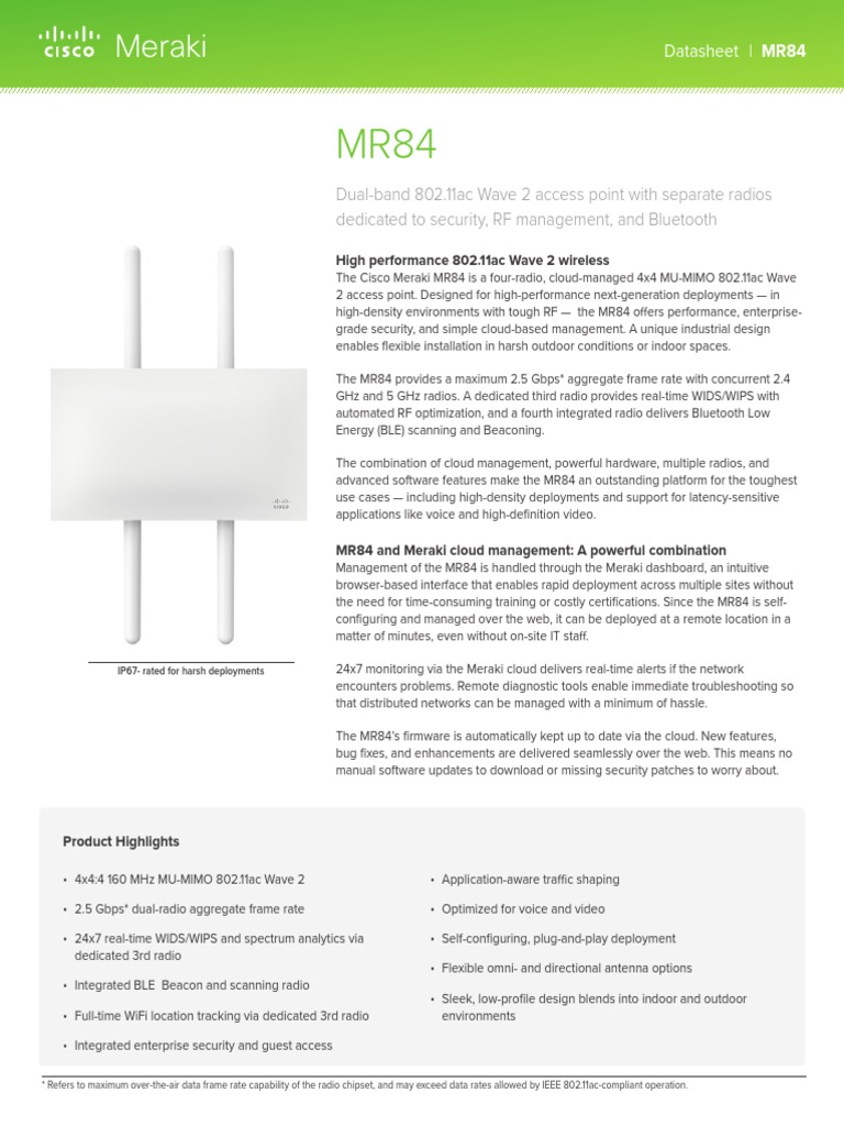 Meraki Datasheet MR84 | PDF | Ieee 802.11 | Wi Fi