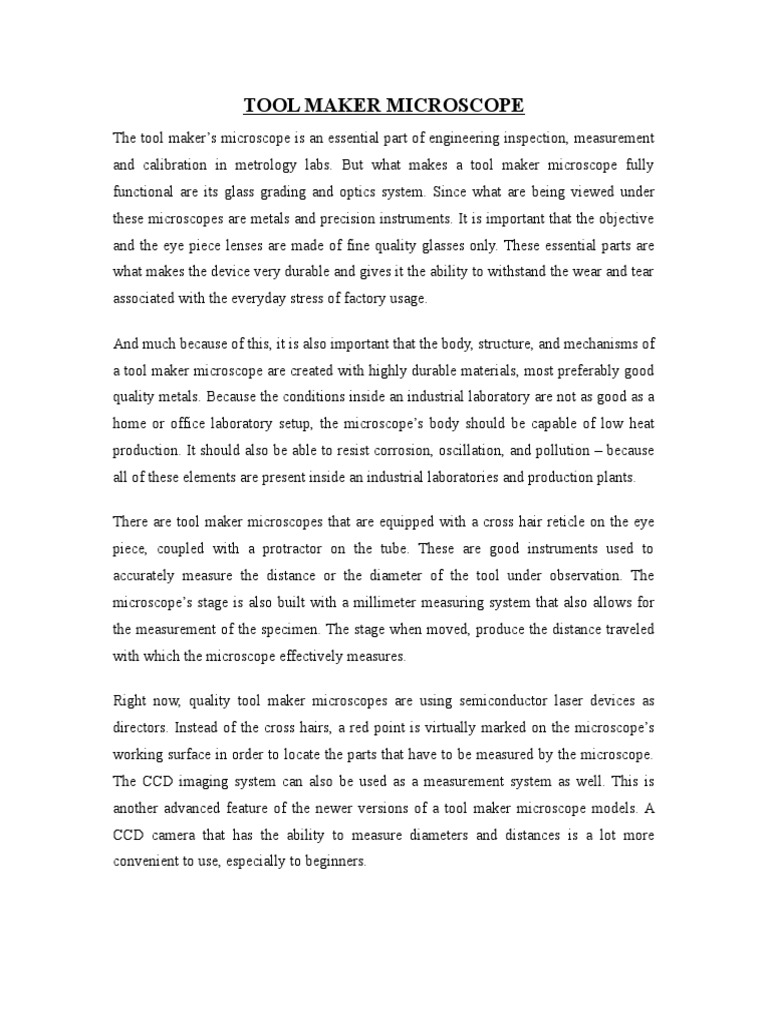 Tool Maker Microscope | PDF | Atomic | Electromagnetic Radiation