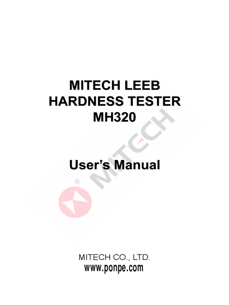 MH320 Eng Manual | PDF | Hardness | Menu (Computing)