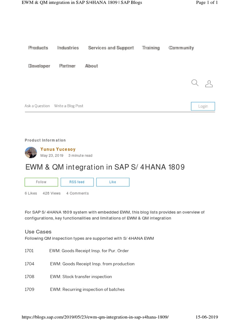 EWM QM Integration in Sap S4ha | PDF | Computers