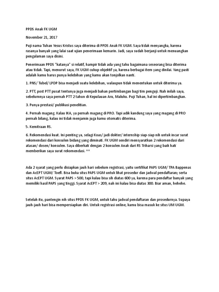 Tips Lolos PPDS Anak FK UGM | PDF