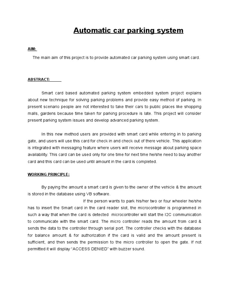 Automatic Car Parking System | PDF | Parking | Parking Lot