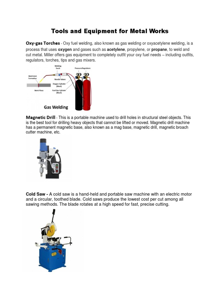 Tools and Equipment For Metal Works | PDF