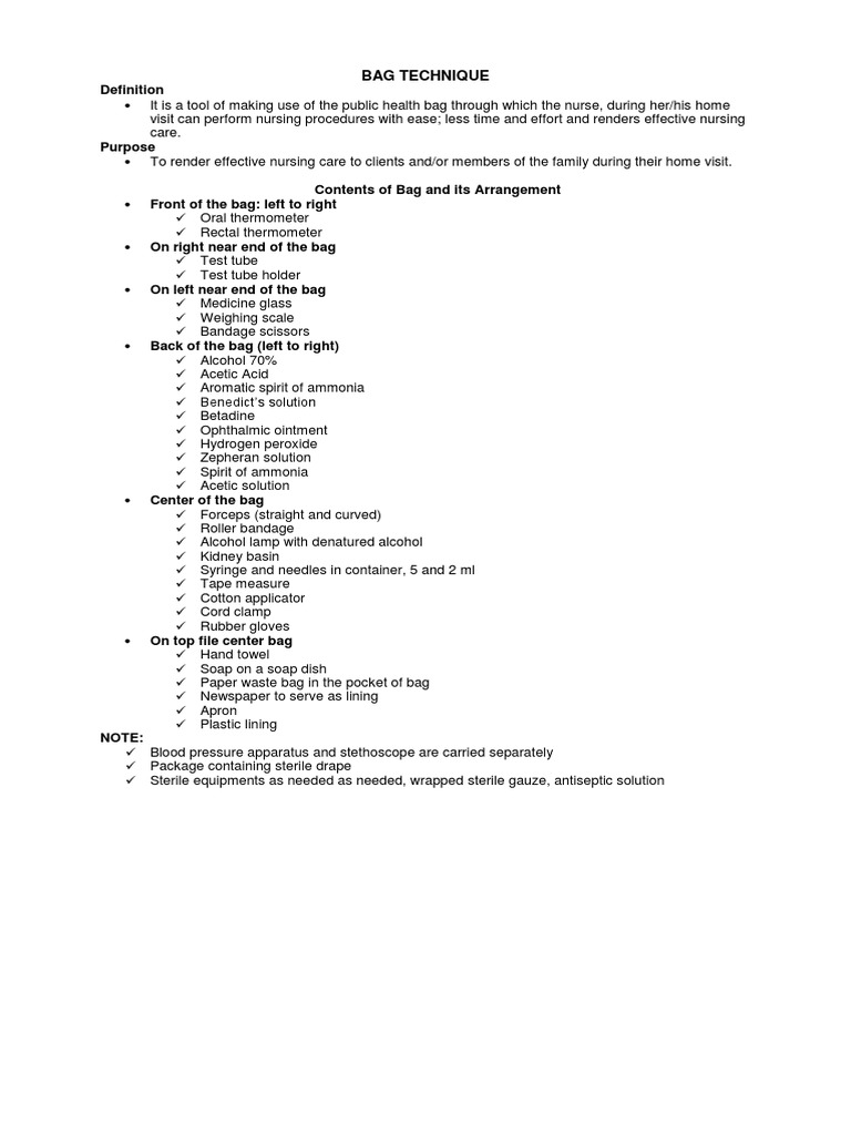 Technique For Bag Technique | PDF | Hand Washing | Nature