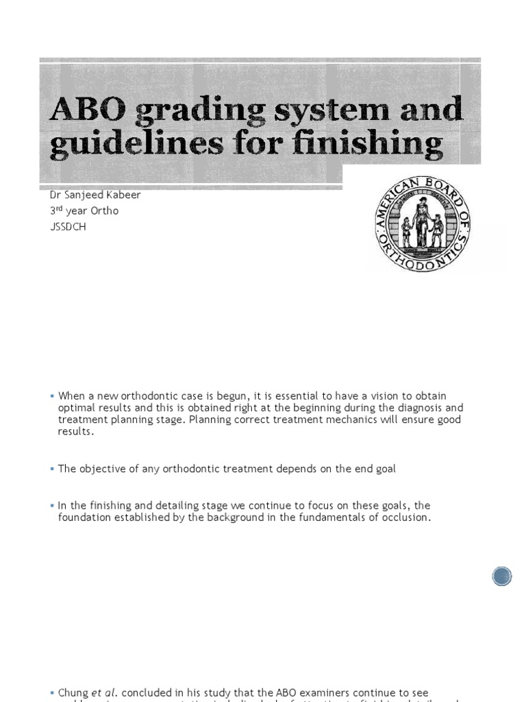 ABO Grading System | PDF | Animal Anatomy | Dentistry Branches