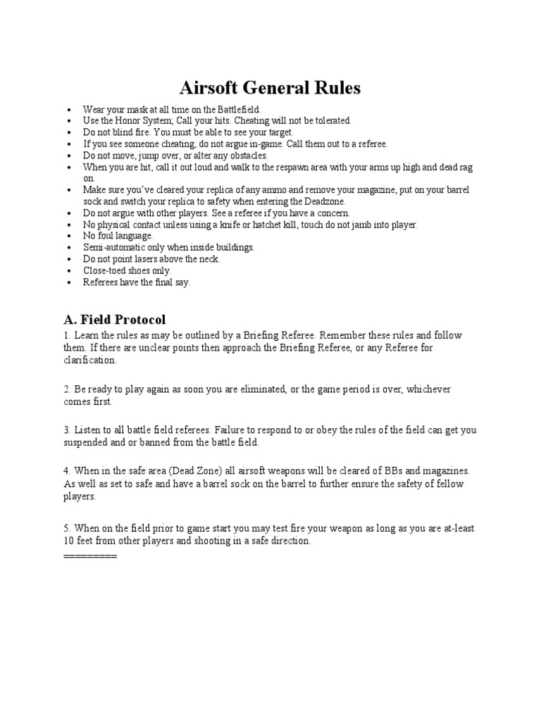 Airsoft General Rules | PDF | Rifle | Gun